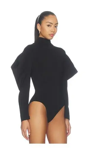 Norma Kamali Wing Sleeve Open Back Bow Neck Bodysuit