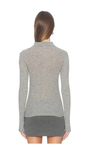 PISTOLA Korey Merino Blend Featherweight Rib Cardigan In Grey - Heather Charcoal