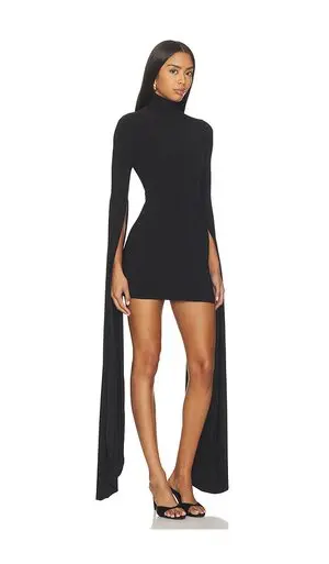 Norma Kamali Ribbon Sleeve Turtleneck Mini Dress