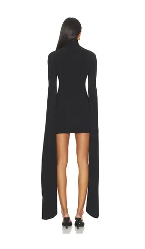 Norma Kamali Ribbon Sleeve Turtleneck Mini Dress