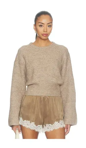 Good American The Chunky Knit Sweater In Brown