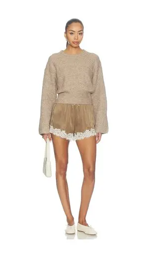 Good American The Chunky Knit Sweater In Brown