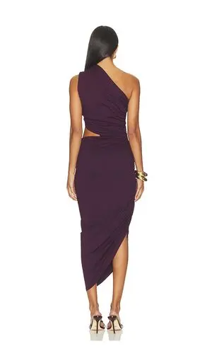 Susana Monaco Gathered One Shoulder Cut Out Dress In Purple