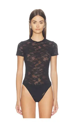 FLEUR DU MAL Le Stretch Lace Short Sleeve Bodysuit