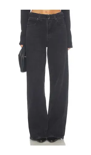 FRAME The Belted Loose Jeans In Black