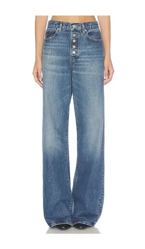 FRAME The Loose Exposed Buttons Jeans In Blue - Soundwave