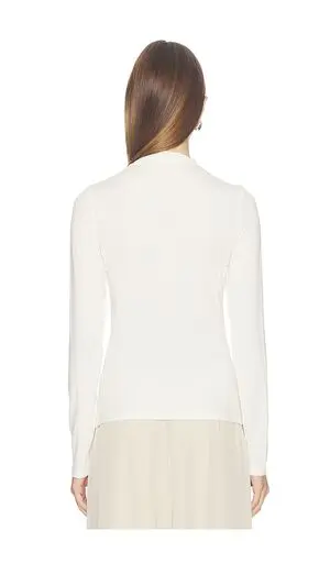PISTOLA Nathalia Long Sleeve Draped Mock Neck Top In Ivory