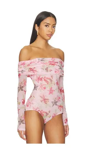 PatBO Orchid Bloom Tulle Bodysuit
