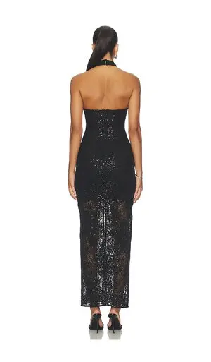 Alice + Olivia Koi Embellished Lace Halter Maxi Dress With Back Slit