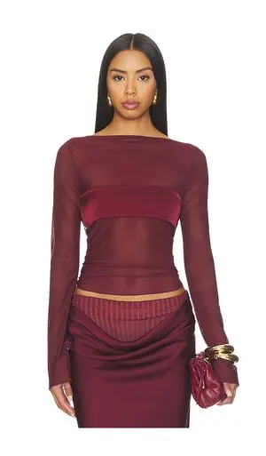 BENNI Lola Long Sleeve Top In Wine