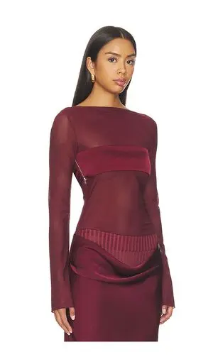 BENNI Lola Long Sleeve Top In Wine