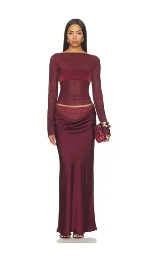 BENNI Lola Long Sleeve Top In Wine