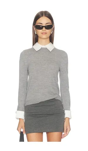 Alice + Olivia Poral Collared Sweater In Grey