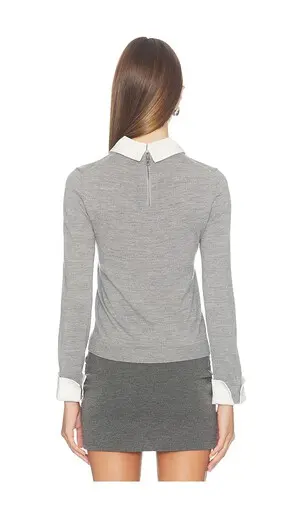 Alice + Olivia Poral Collared Sweater In Grey
