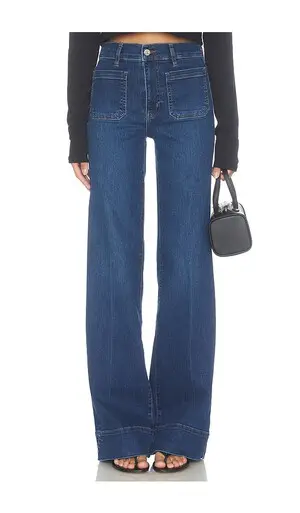 FRAME Le Slice Slim Palazzo Long Jeans In Blue - Folklore