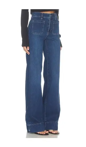 FRAME Le Slice Slim Palazzo Long Jeans In Blue
