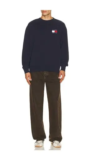 Tommy Hilfiger Relaxed Wavy Flag Sweatshirt In Navy