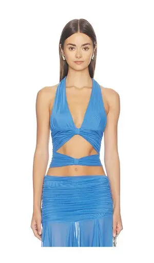 TIGER MIST Clea Halter Top In Blue - Cobalt