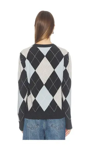 Enza Costa Cashmere Argyle Sweater In Multi