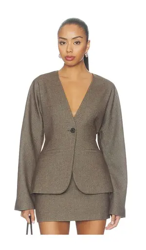 FAVORITE DAUGHTER The Power Move Blazer In Brown
