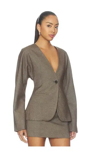 FAVORITE DAUGHTER The Power Move Blazer In Brown