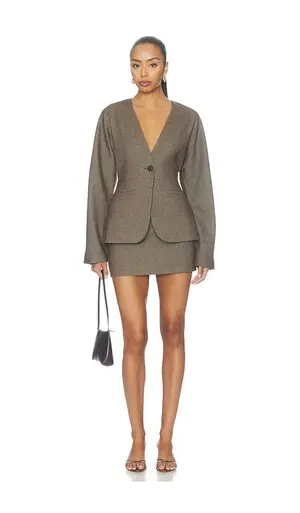 FAVORITE DAUGHTER The Power Move Blazer In Brown