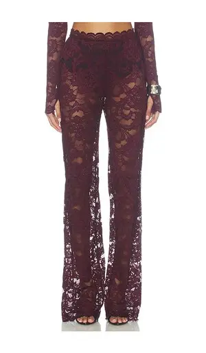 NOOKIE Delphine Lace Pants In Burgundy