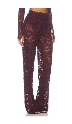 NOOKIE Delphine Lace Pants In Burgundy