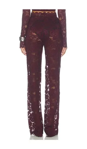 NOOKIE Delphine Lace Pants In Burgundy