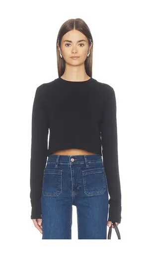 FAVORITE DAUGHTER The Laura Crop Top Long Sleeve - Black