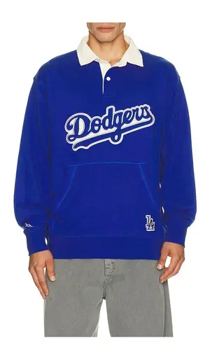 Mitchell & Ness Mlb Los Angeles Dodgers Retro Roots Polo In Blue - Royal