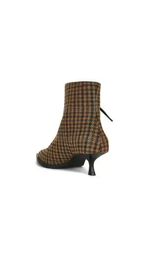 GANNI Ana Ankle Boot Deep Vintage Check In Brown - Multi