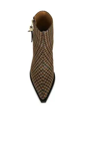 GANNI Ana Ankle Boot Deep Vintage Check In Brown - Multi