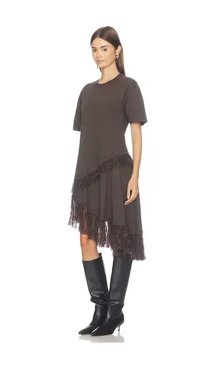 Free People Frosted Lace Layered Dress In Brown