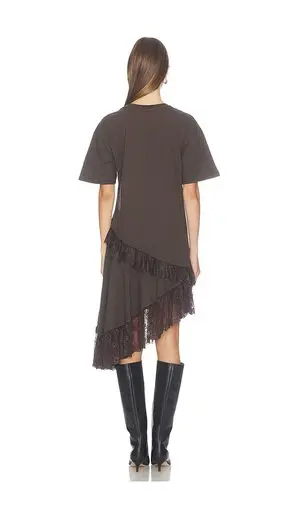 Free People Frosted Lace Layered Dress In Brown