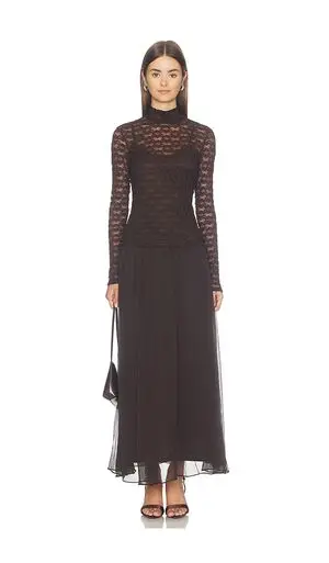 Astr The Label Camila Dress In Brown - Espresso