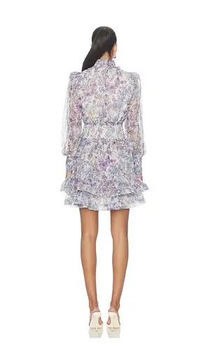 ELLIATT Rosaria Long Sleeves With High Neck Mini Dress In Multi - Purple Multi