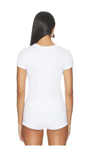 Frankies Bikinis X Devon Lee Carlson Diva Cotton Ribbed Tee Shirt In White