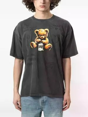 DOMREBEL Treats Teddy-bear Candy-print T-shirt - Grey