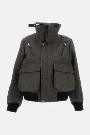 Sacai Gubbotto Imbottito Herringbone - Marrone
