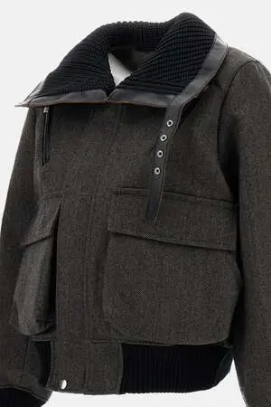 Sacai Gubbotto Imbottito Herringbone - Marrone