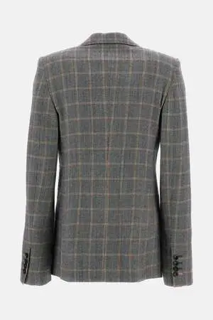 Stella McCartney Giacca Monopetto A Quadri In Lana - Grey