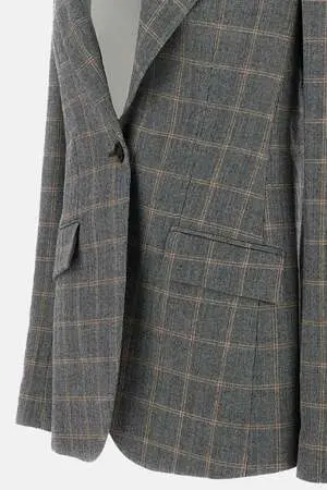 Stella McCartney Giacca Monopetto A Quadri In Lana - Grey
