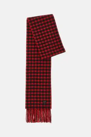 AMI Paris Sciarpa A Quadri Con Patch De Cœur - Red