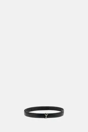 AMI Paris Cintura In Pelle De Coeur - Black
