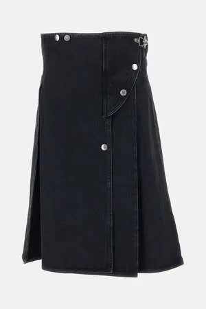 Marni Gonna A Pieghe In Denim - Nero