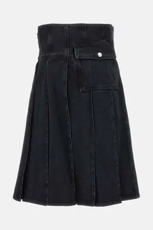 Marni Gonna A Pieghe In Denim - Nero