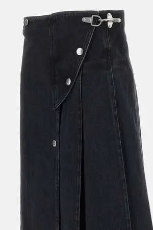 Marni Gonna A Pieghe In Denim - Nero