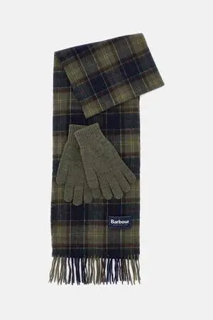 Barbour Set Regalo Sciarpa Tartan E Guanti - Verde
