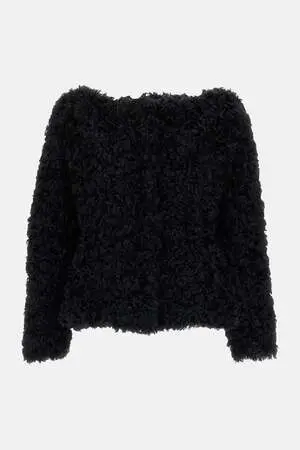Simone Rocha Giacca Scultorea In Pelliccia Ecologica Con Bustle - Black